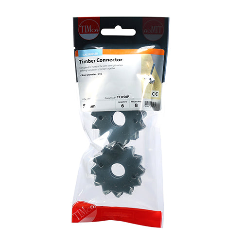 TIMCO Double Sided Timber Connectors Galvanised - 50mm / M12 (6pcs) – JALFT